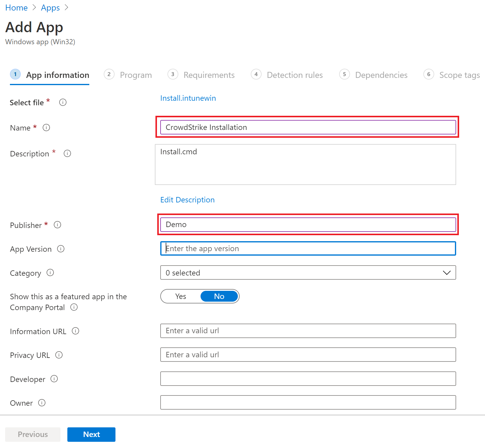 Deploy CrowdStrike Falcon Agent Using Intune