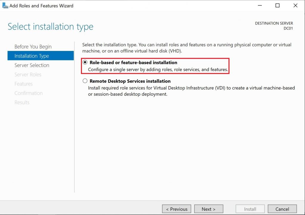 Active Directory Installation in Windows Server 2019
