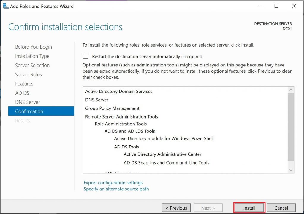 Active Directory Installation in Windows Server 2019