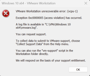 How to solve Exception 0xc0000005 (access violation) has occurred Error